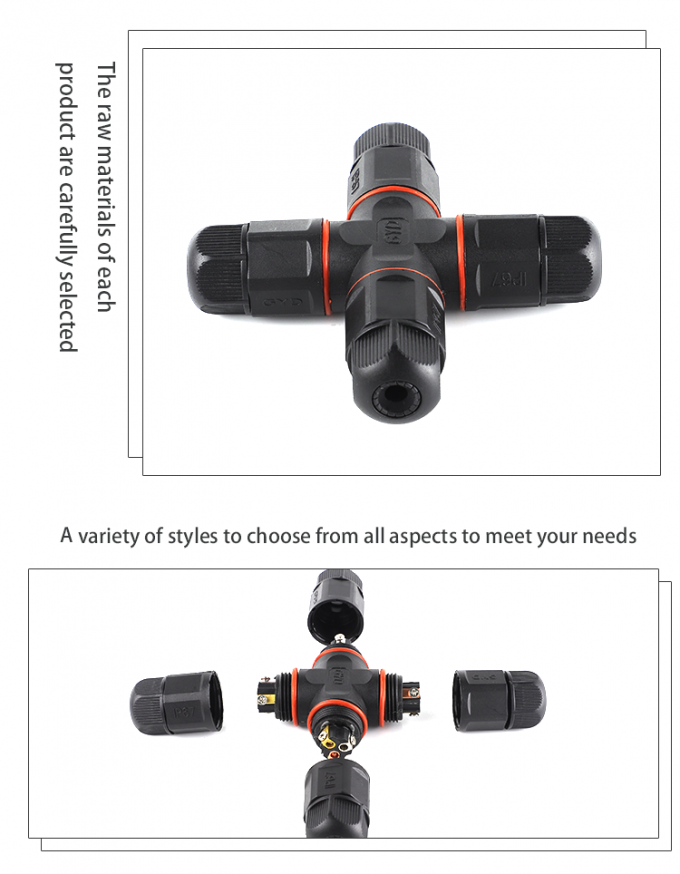Solderless Screw 3 Pin 4 Pin PA66 Waterproof DC Connectors