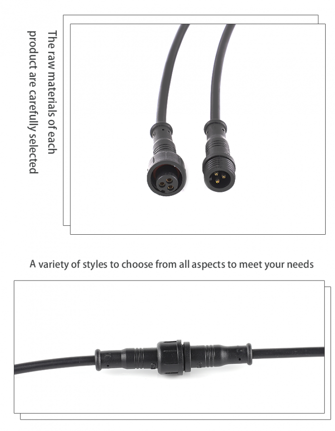 Mini 2 3 Pin Waterproof Data Connector Pvc Male And Female Plug