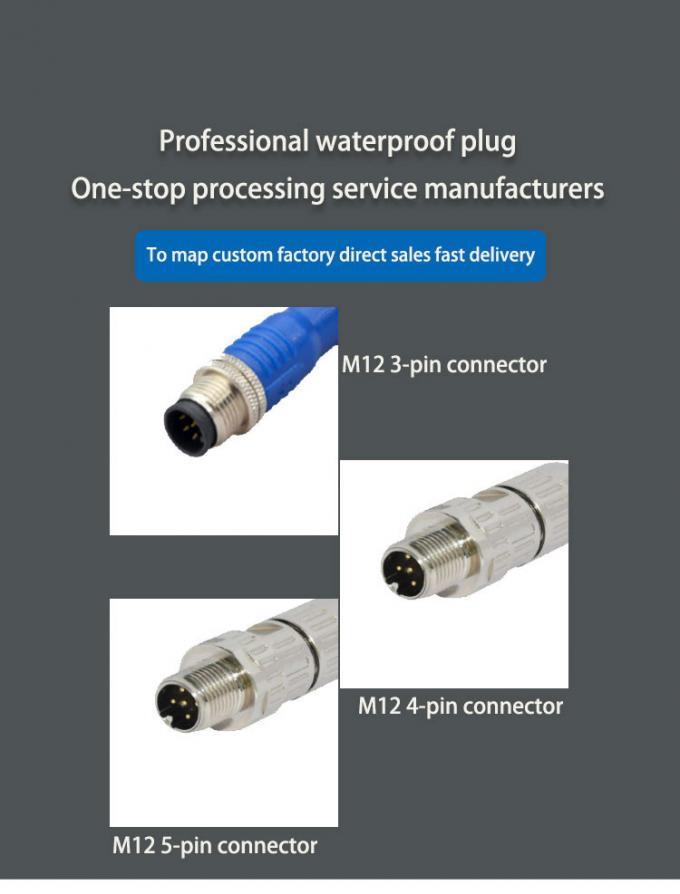 M12 Moulded Cable Connector Waterproof Right Angled Male / Female ...