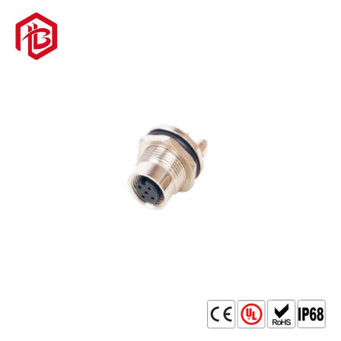 M12 X Code PCB Female Rear M12 Panel Mount Connector 8 Pin For Sign